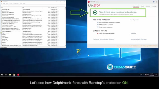 Ranstop blocks Delphimorix ransomware - Temasoft