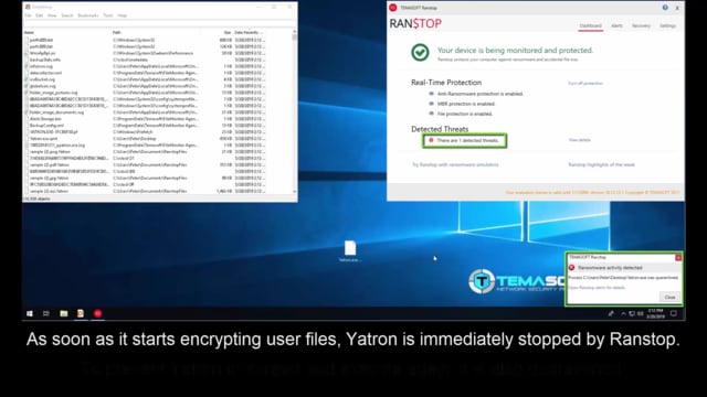 Ranstop blocks Yatron ransomware - Temasoft